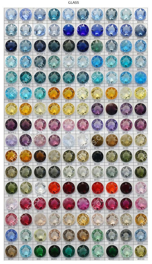 HARDEN GLASS GEMSTONES COLOR CHART