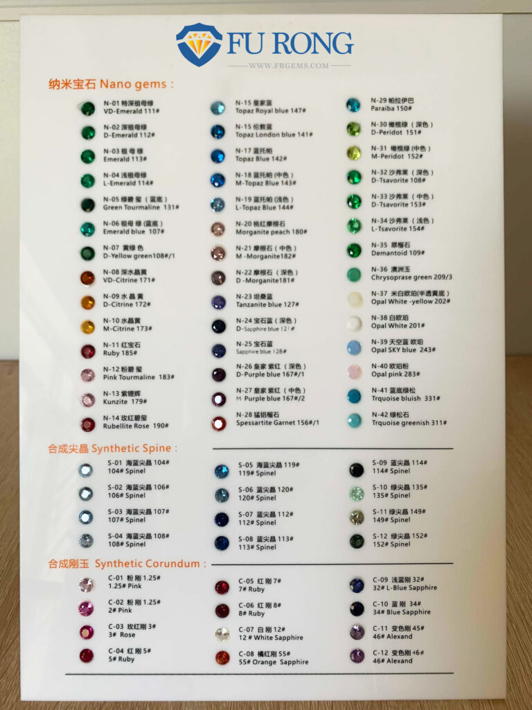 NANO CRYSTAL STONES COLOR CHART