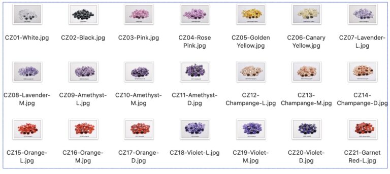 CUBIC ZIRCONIA COLOR CHARTS