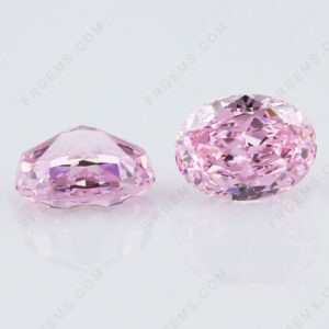 Crushed Ice Cut Light Pink Color Oval Shape Loose Cubic Zirconia Gemstones