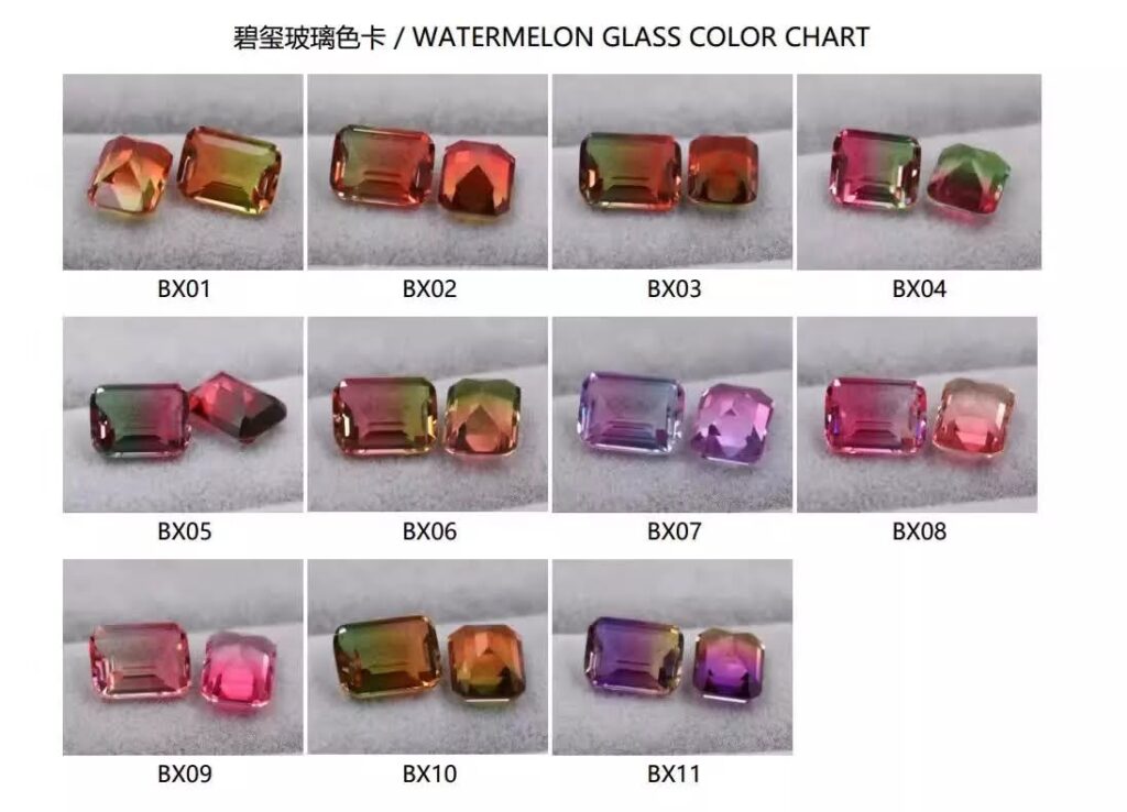 Synthetic Watermelon Tourmaline Glass BiColor Gemstones Wholesale from ...