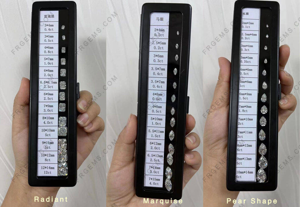 Loose Moissanite stones MM sizes Carat weight Chart