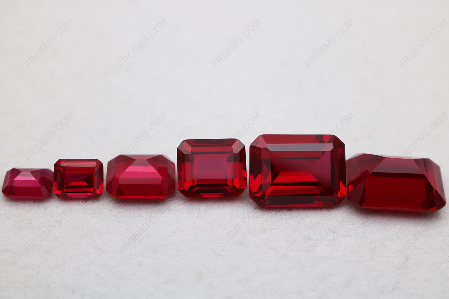 Corundum Synthetic Ruby Red #5 Emerald Cut 20x15mm Large size gemstones ...