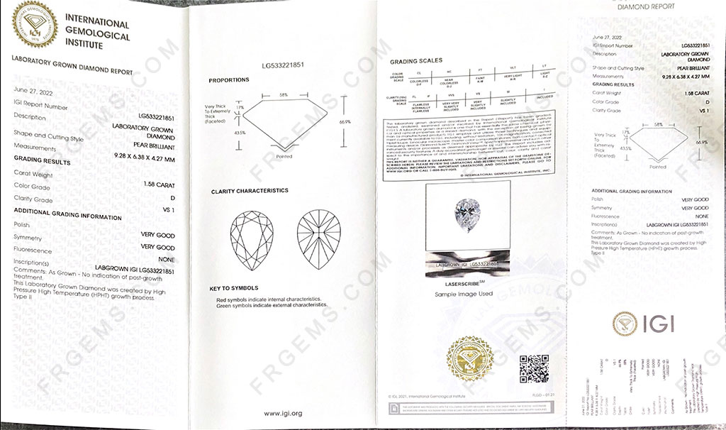 Lab Grown Diamond F Color Pear Shaped Faceted Loose Diamonds with IGI Certificate Suppliers from ...