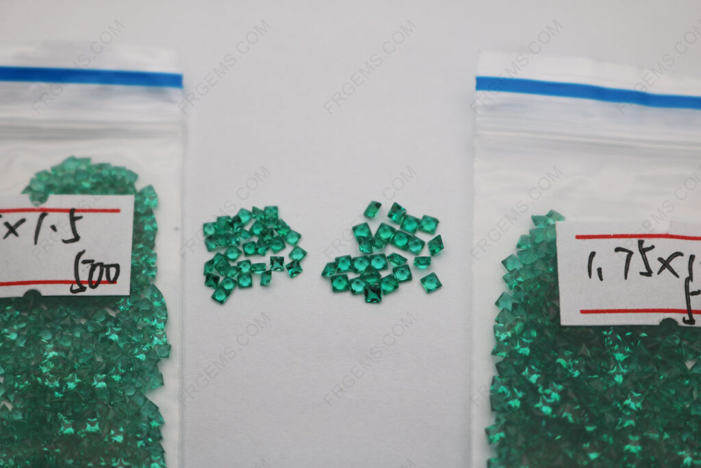 Lab Grown Emerald Zambia Green color Square Princess Cut 1.5x1.5mm ...